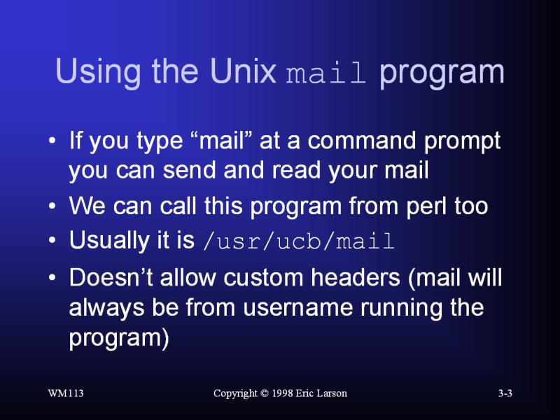 Perl Using The Unix Mail Program