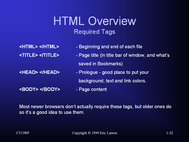 Create Your Own Web Page: HTML Overview